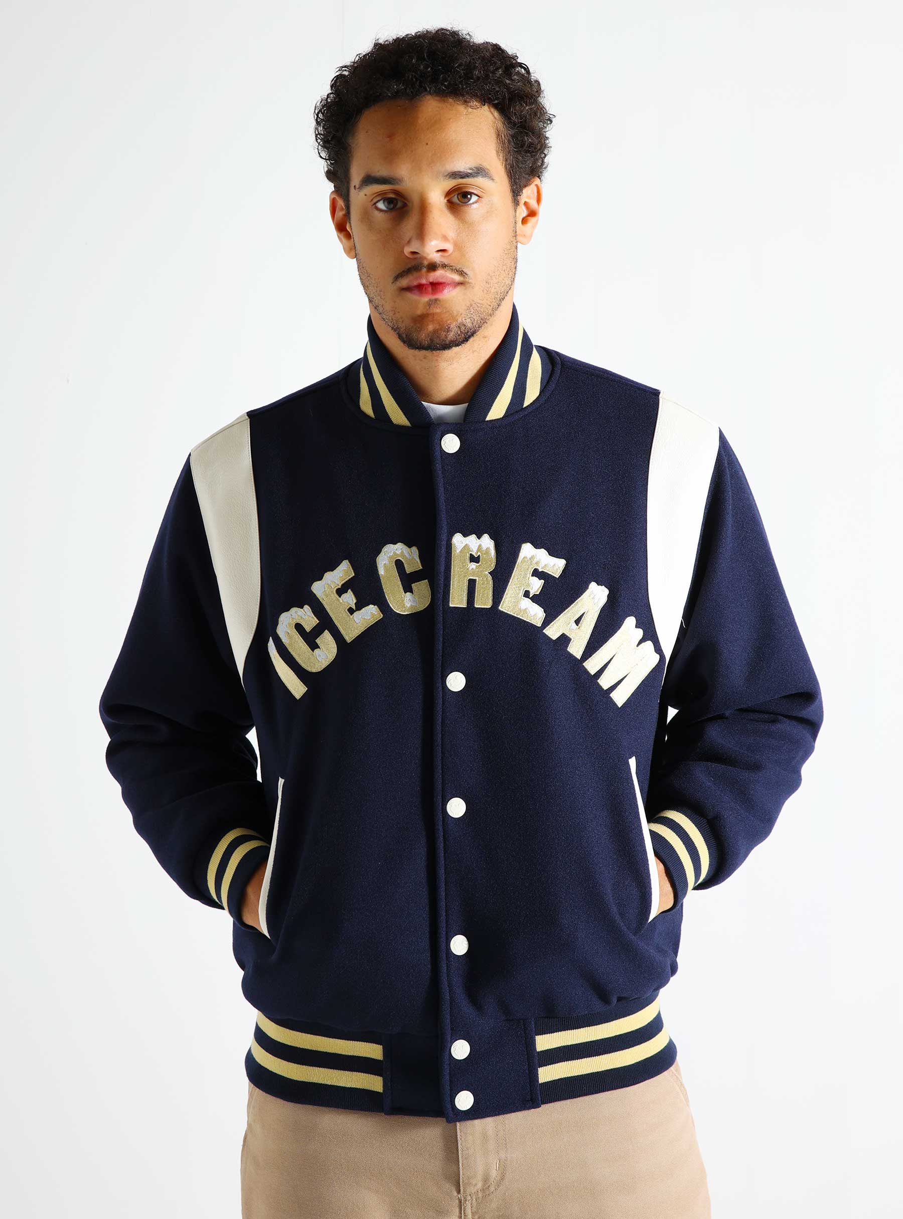 Icecream Drippy Varsity Jacket Navy IC24301